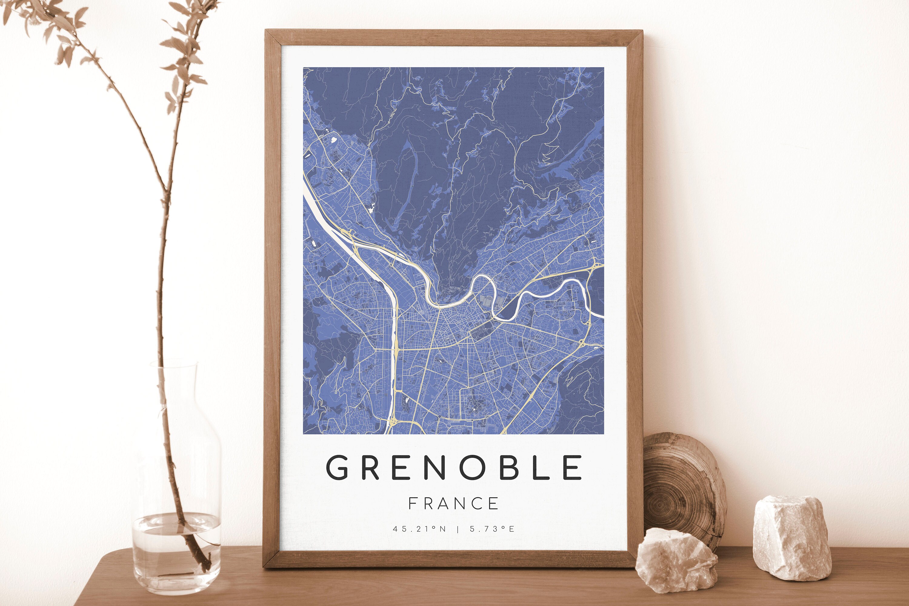 GRENOBLE France Map Print | Map of Grenoble | Digital Wall Art ...