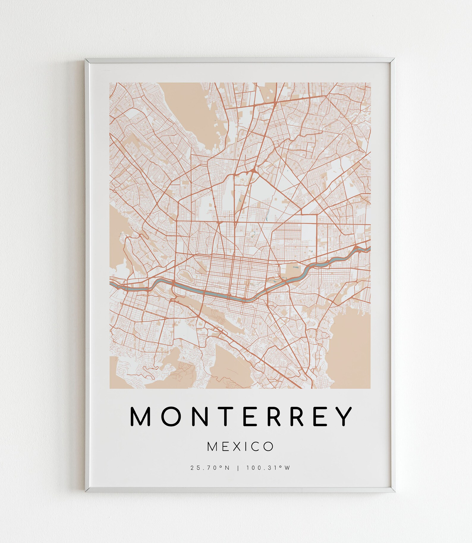 MONTERREY Mexico Map Print Map of Monterrey Digital Wall Art Monterrey ...