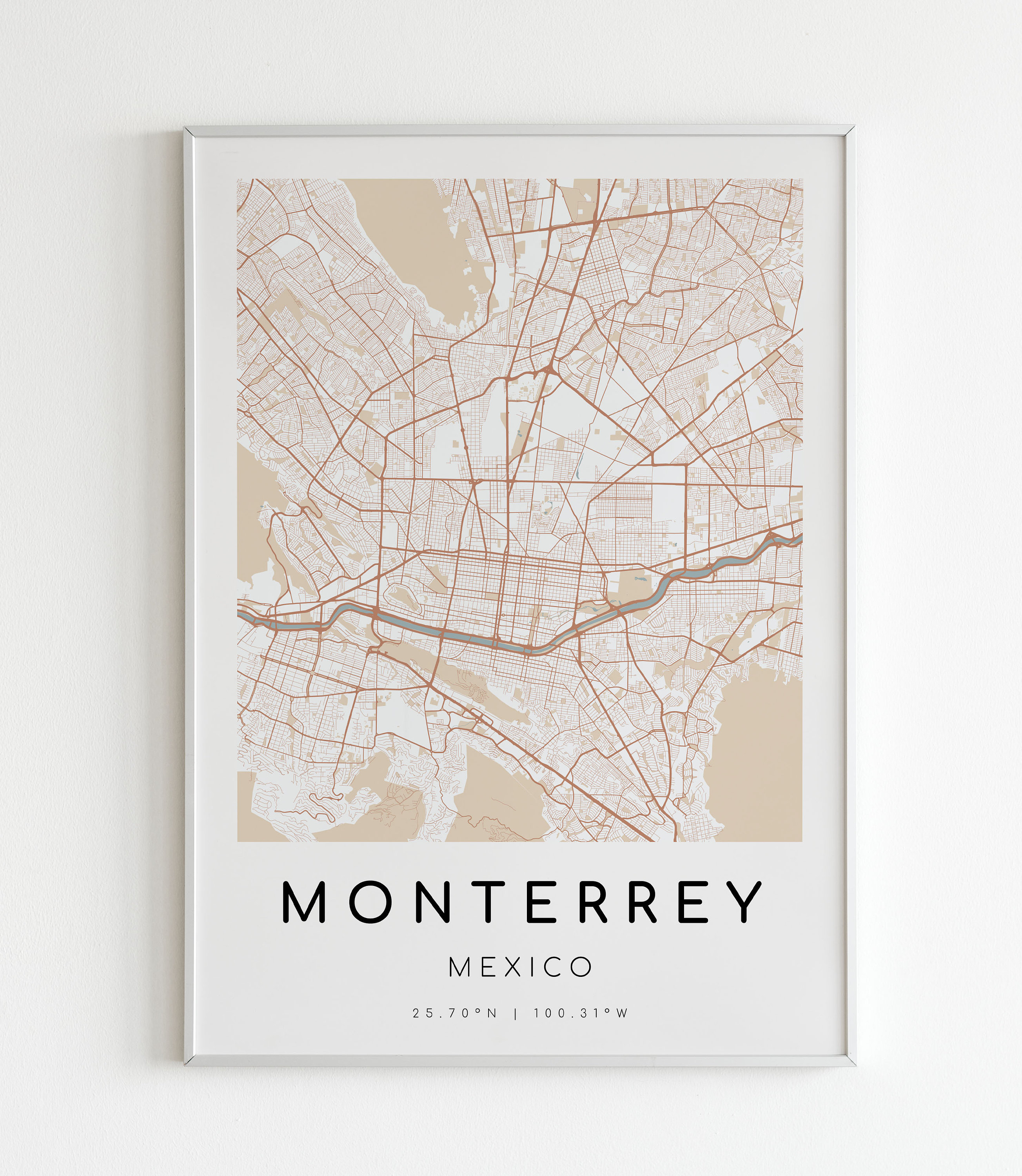 MONTERREY Mexico Map Print Map of Monterrey Digital Wall Art Monterrey ...