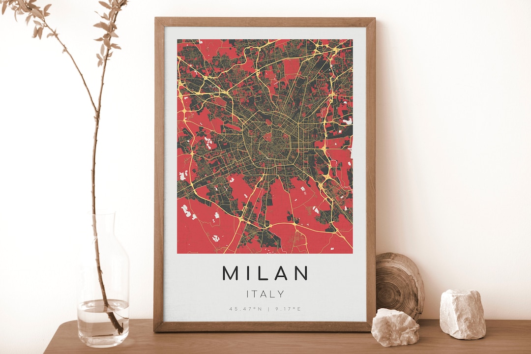 MILAN Italy Map Print | Map of Milan | Digital Wall Art | Milan City ...