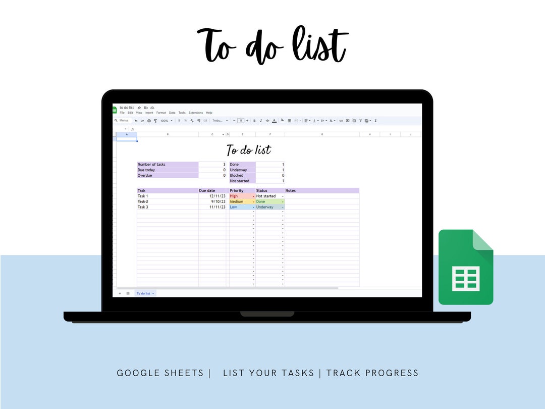 Simple to Do List Google Sheets to Do List Digital Template - Etsy