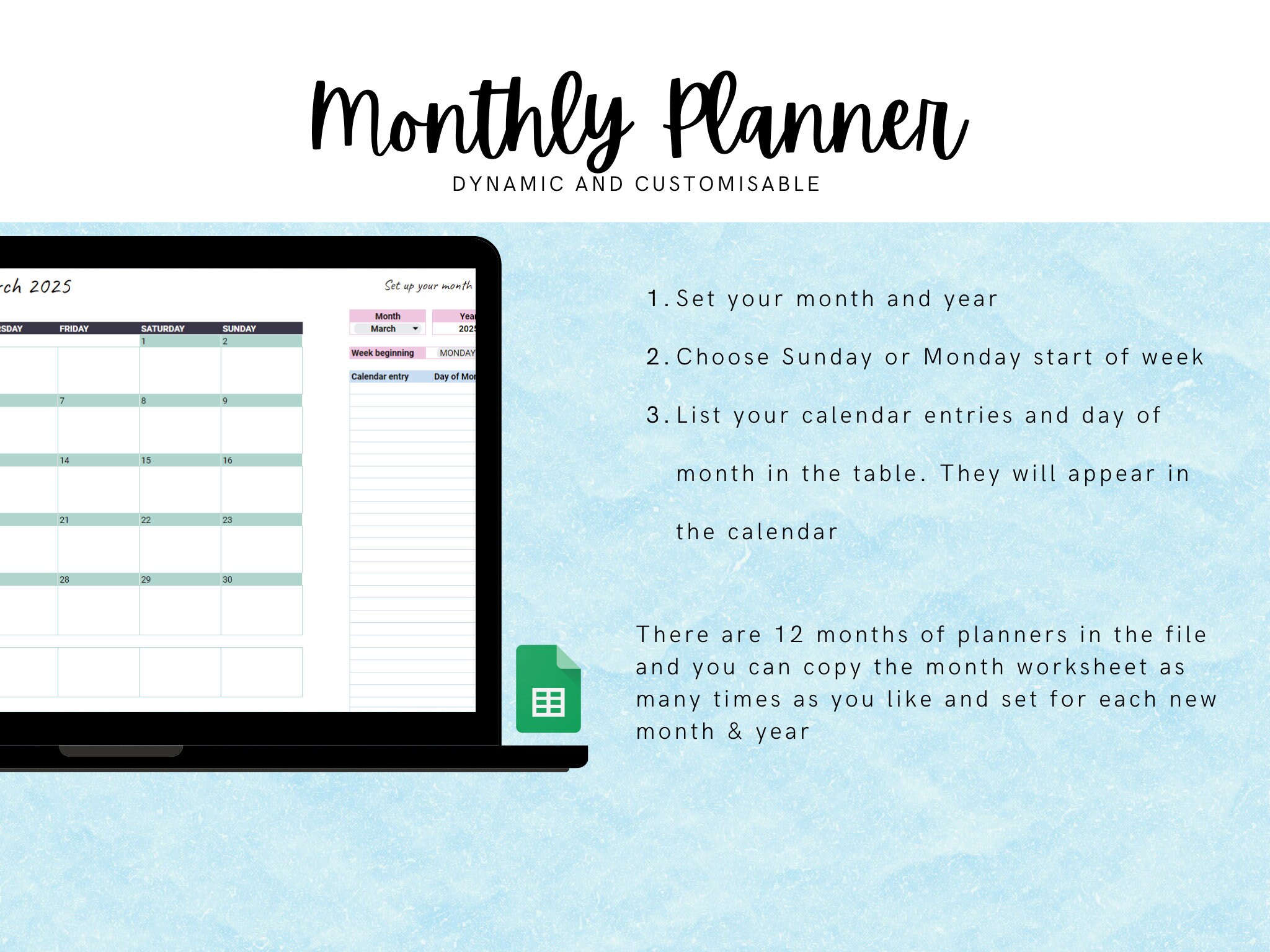 2025 Google Sheets Planning Bundle | 2025 Year at a Glance + Monthly ...