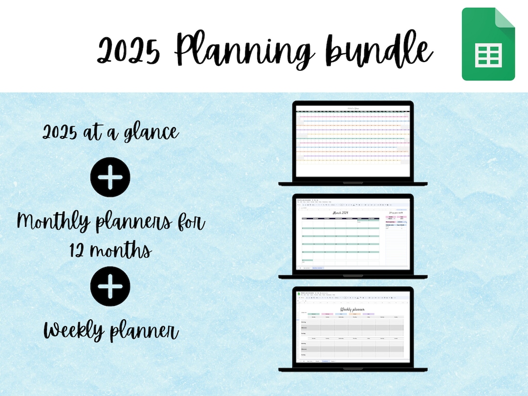 2025 Google Sheets Planning Bundle | 2025 Year at a Glance + Monthly ...