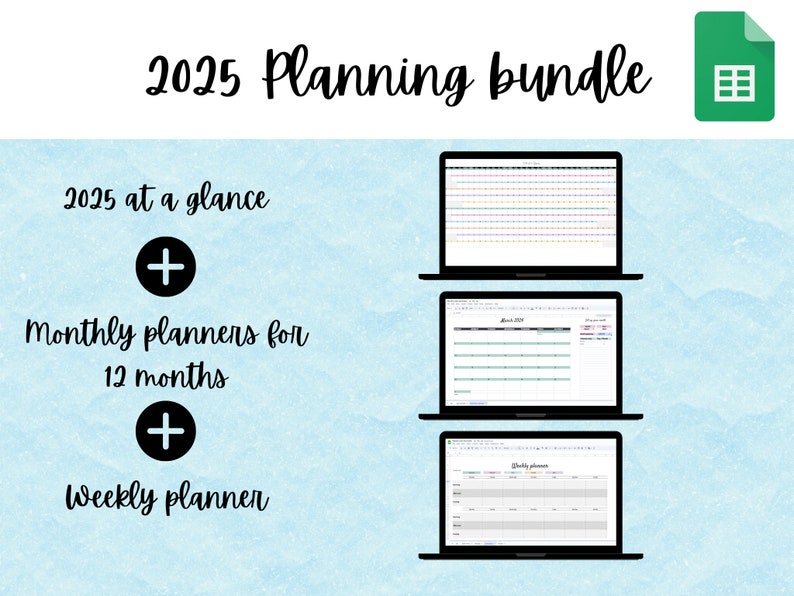2025 Google Sheets Planning Bundle 2025 Year at a Glance Monthly ...