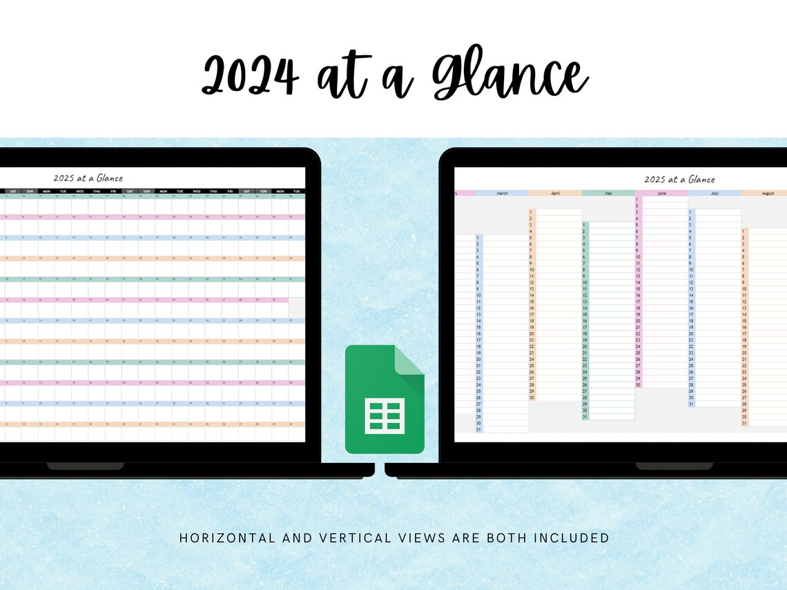2025 Google Sheets Planning Bundle 2025 Year at a Glance Monthly ...