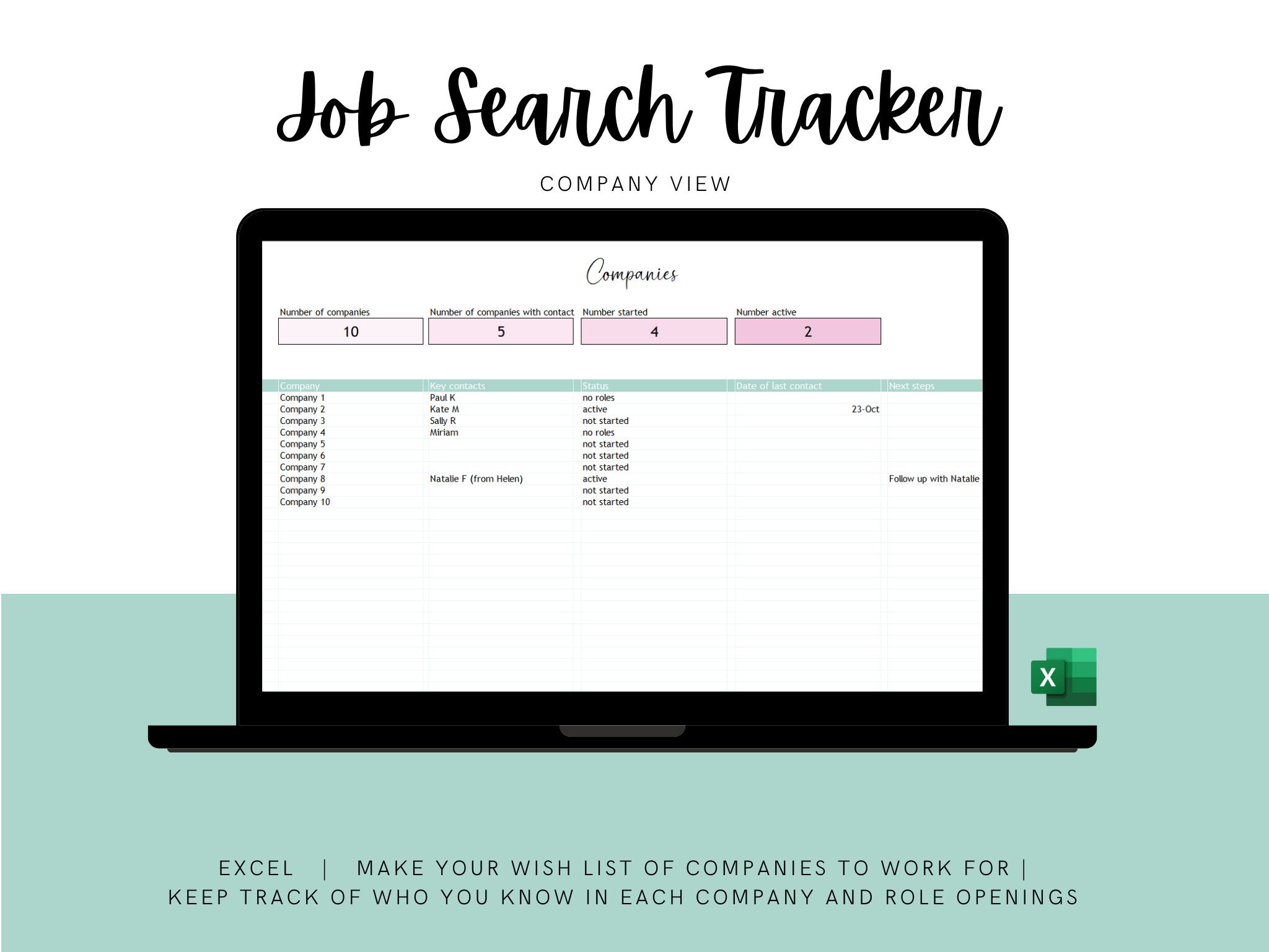 Excel Job Search Tracker Job Application and Network Tracking ...