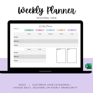 Simple Excel Weekly Planning Template | Digital Weekly Planning ...