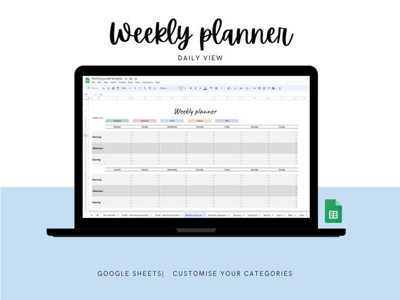 2024 Google Sheets Planning Bundle 2024 Year at a Glance Monthly ...