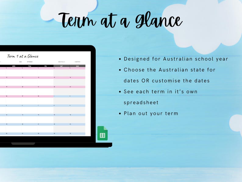2025 School Terms at a Glance Australian School Term Google Sheets ...