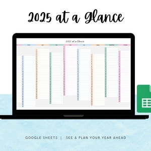 2025 Google Sheets Planning Bundle 2025 Year at a Glance Monthly ...