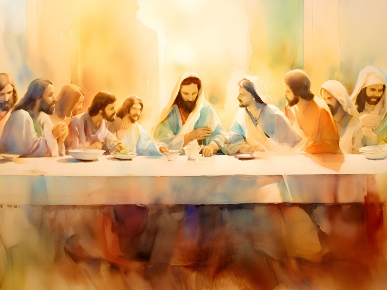 Spiritual Serenity: the Last Supper Watercolor Painting for a Tranquil ...