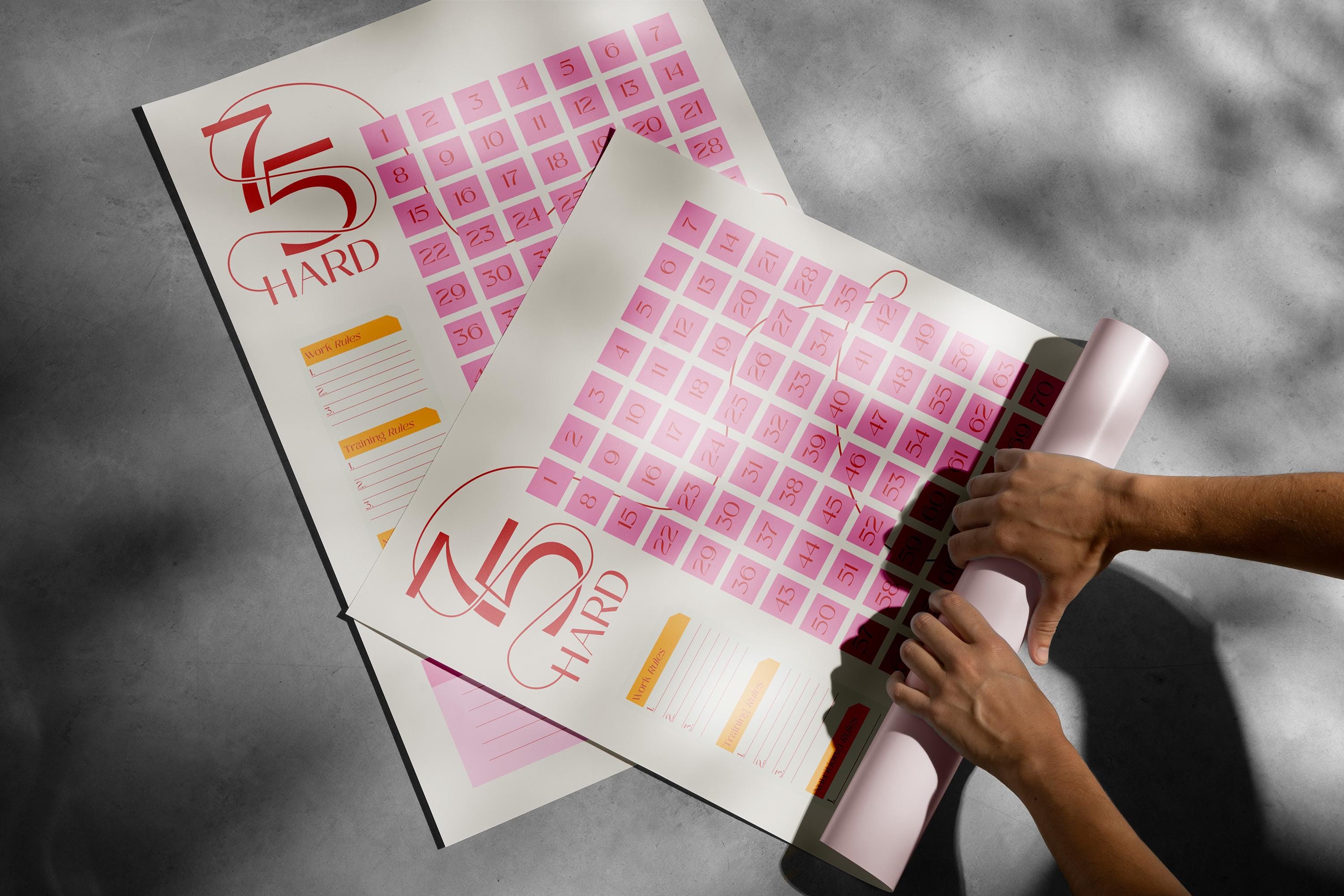 75 Hard Challenge Motivational Poster Fitness and Goal Tracker Wall Art ...