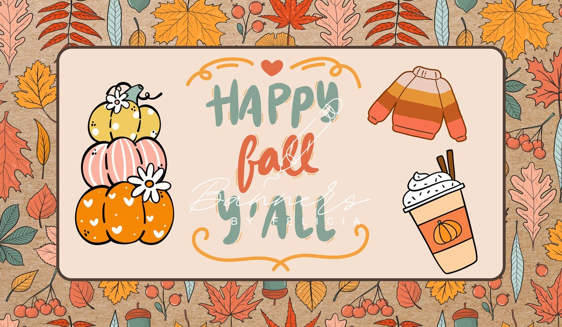 Fall Painted Banner Template: Editable Autumn Decor (60x35" Canva Pro ...