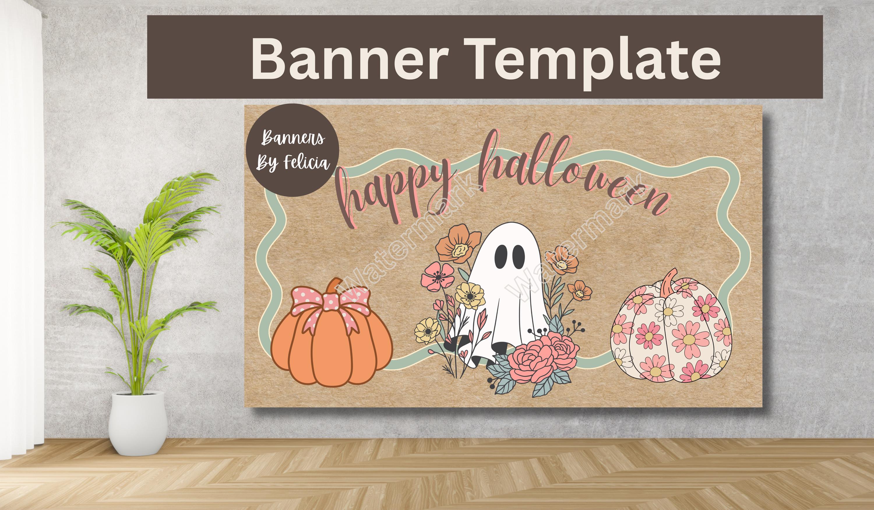 Halloween Banner – Painted Banner Template | 60x35" Canva Design for ...