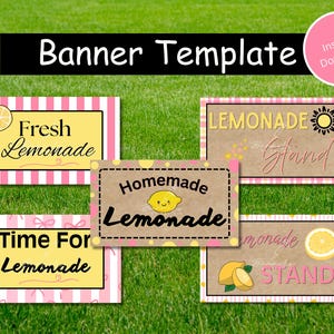 Editable Lemonade Stand Banner Templates: Summer Party Signs (digital ...