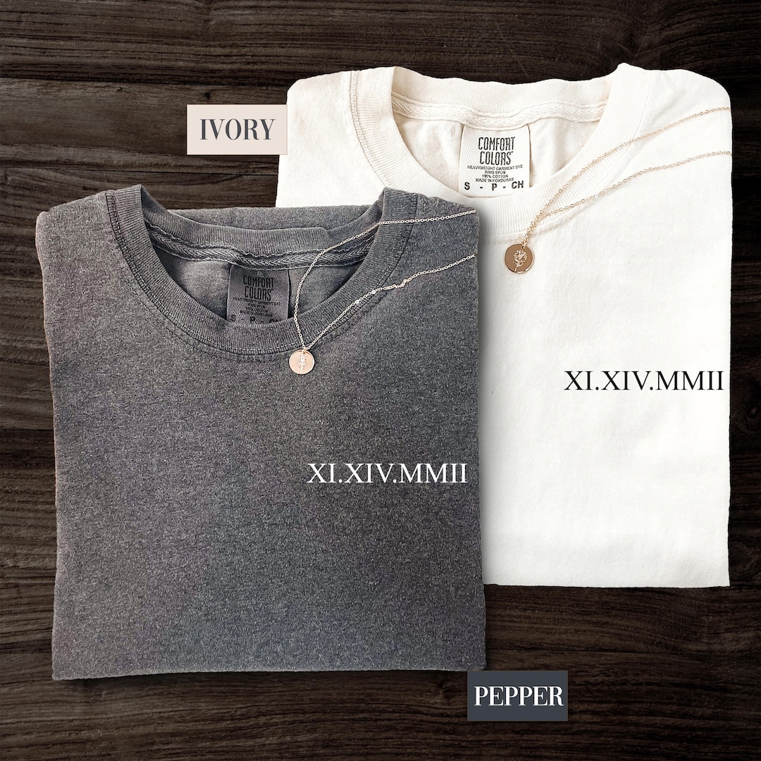 Comfort Colors® Personalized Roman Numeral Tshirt, Custom Matching ...