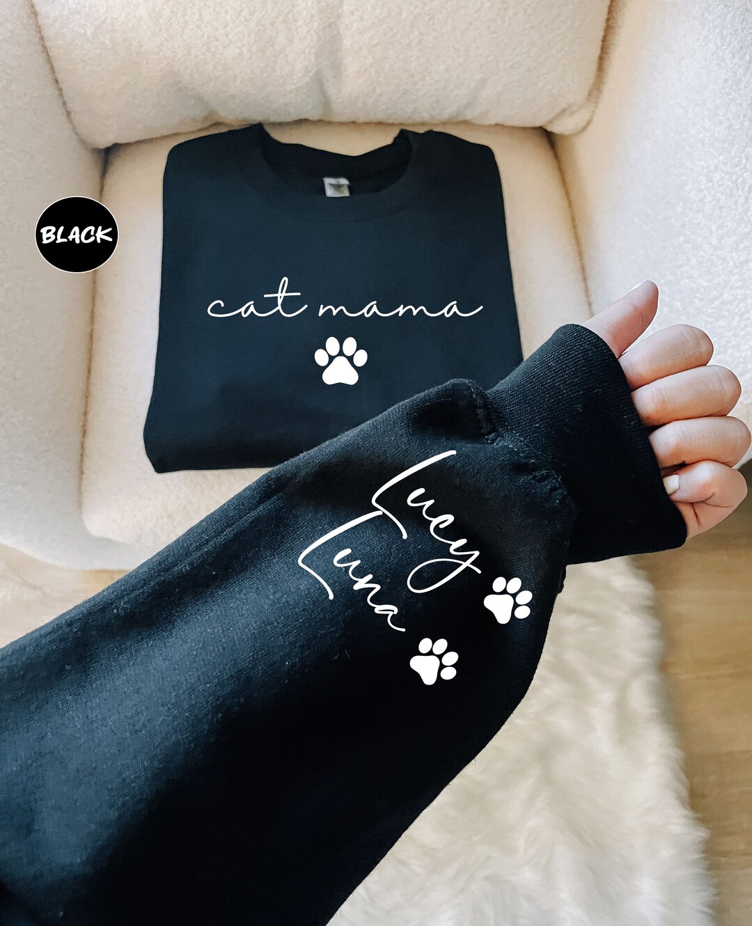 Custom Cat Mama Sweatshirt With Cat Name, Personalized Cat Mom Hoodie ...