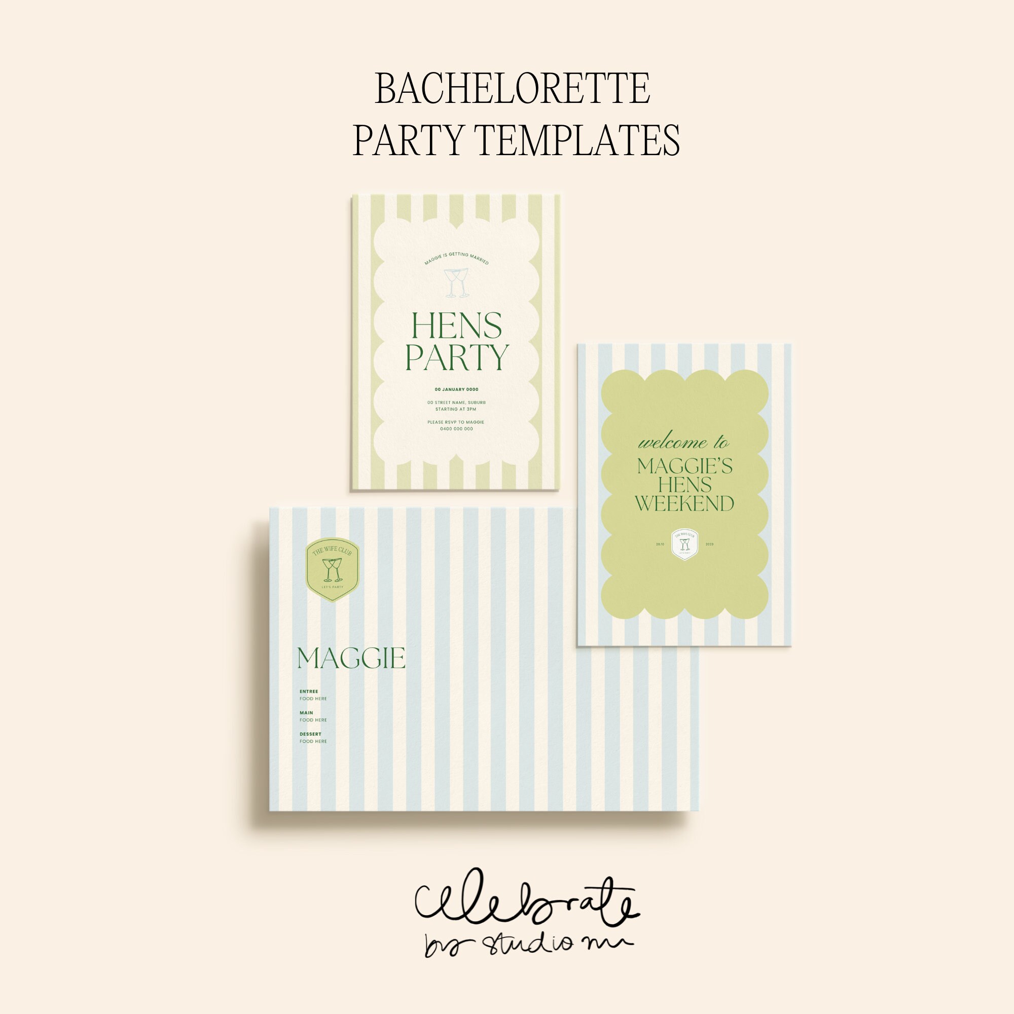 Country Club Inspired Bachelorette Luncheon Invitation, Placemat ...