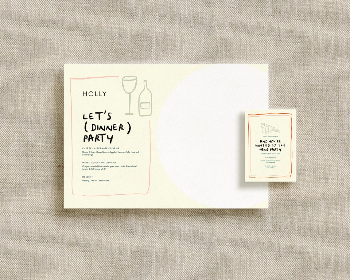 Italian Inspired Bachelorette Lunch Invitation, Placemat + Welcome Sign ...