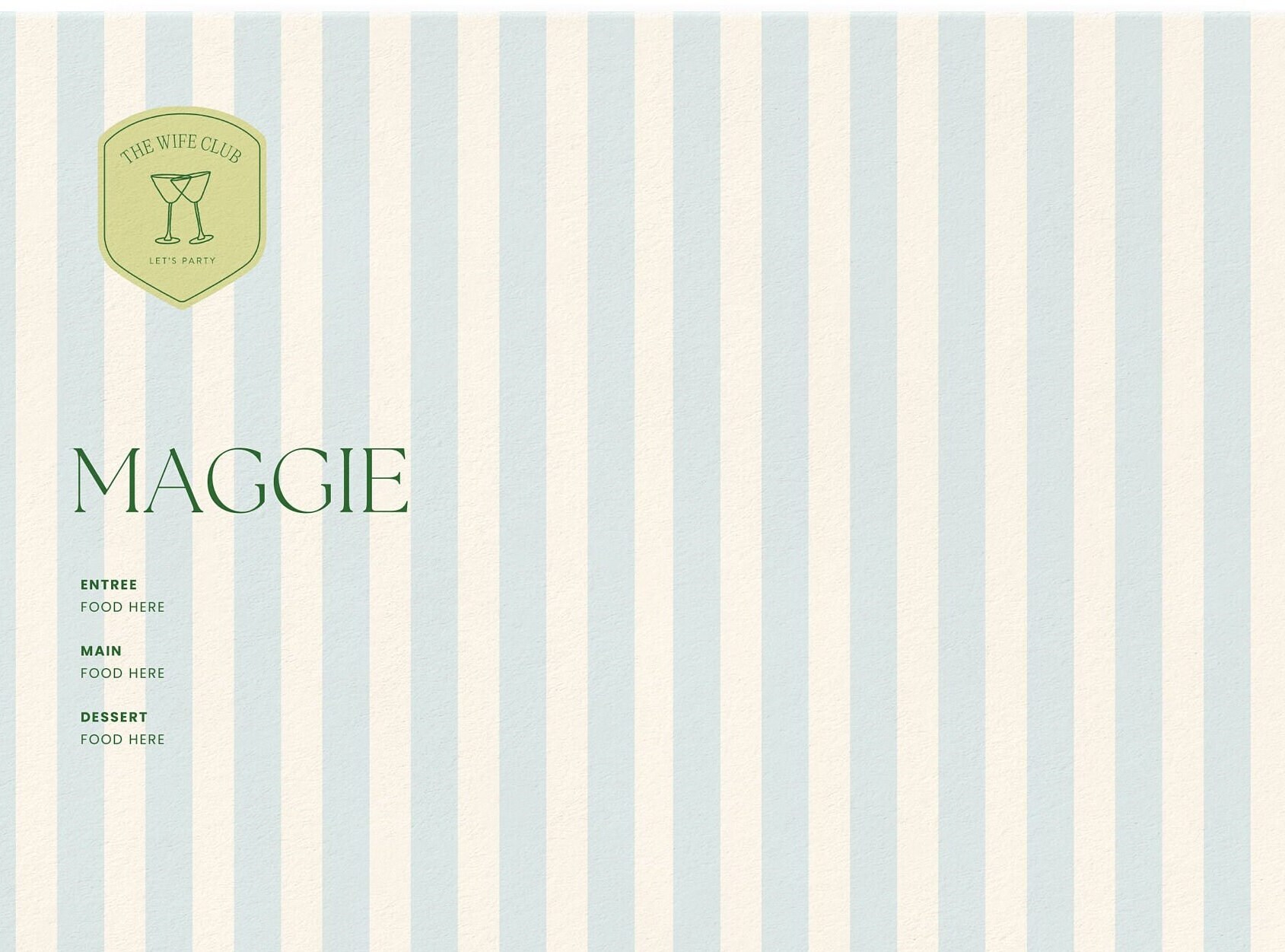 Country Club Inspired Bachelorette Luncheon Invitation, Placemat ...