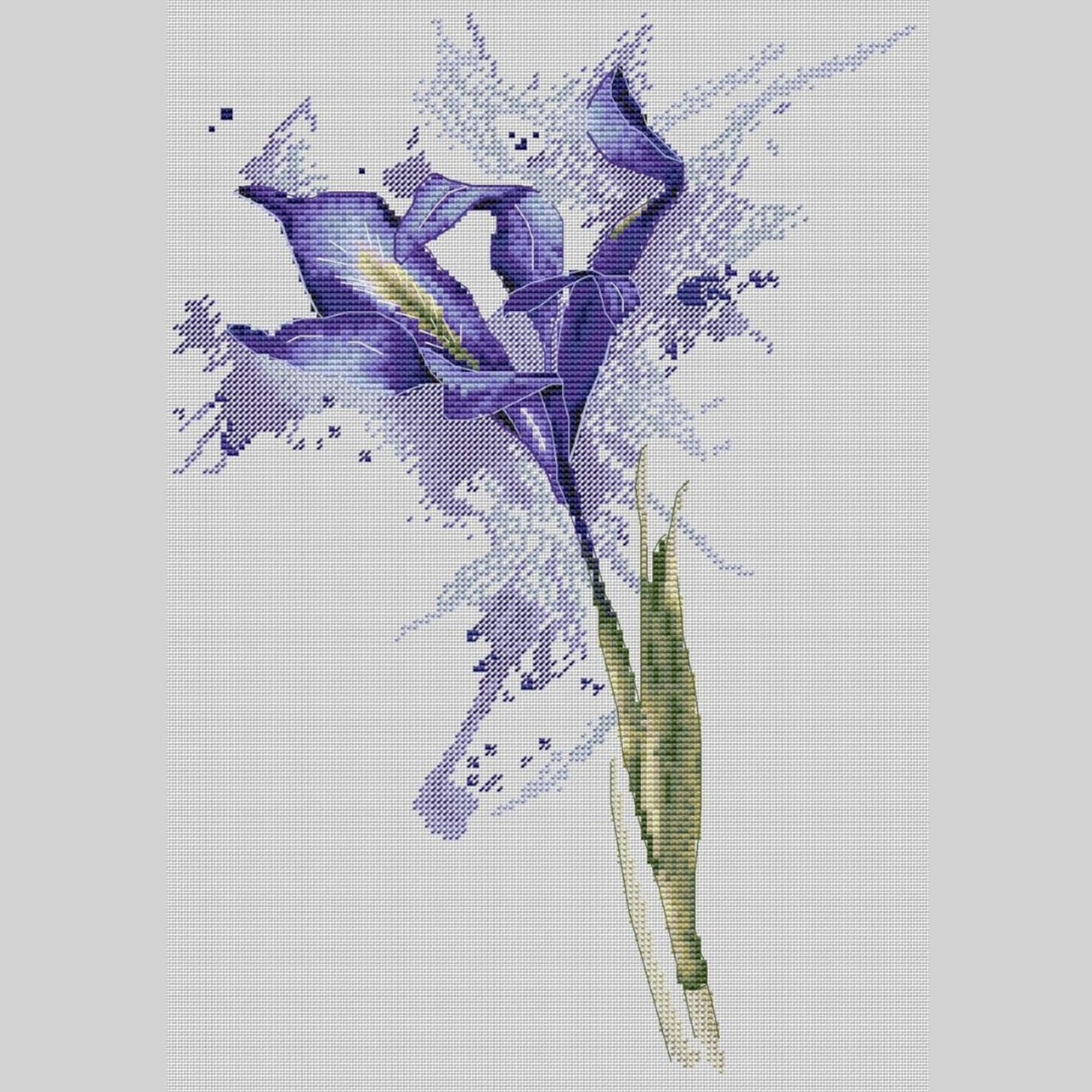 Iris Cross Stitch Pattern Violet Flower Counted Xstitch Tutorial Spring ...