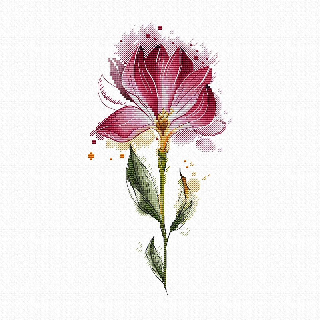 Pink Flower Cross Stitch Pattern Spring Counted Cross Stitch Tutorial ...