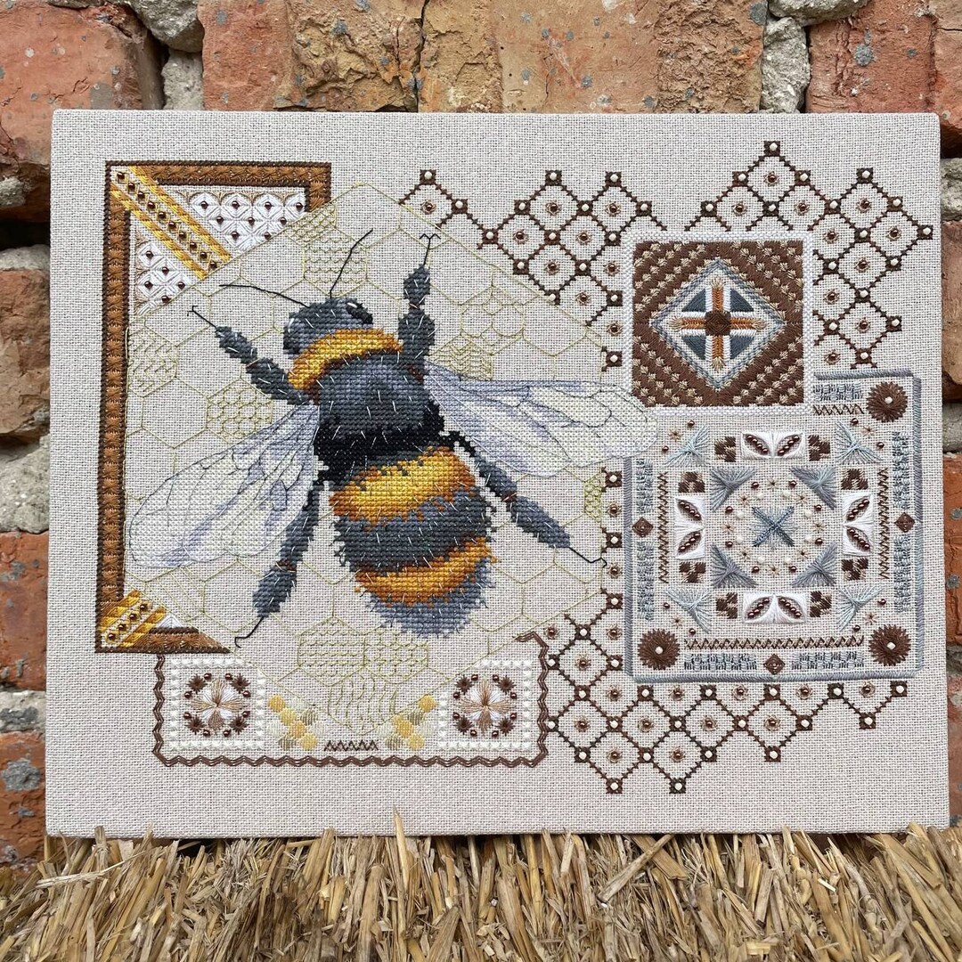 Bee Cross Stitch Pattern Needlework Chart With Decorative Elements ...