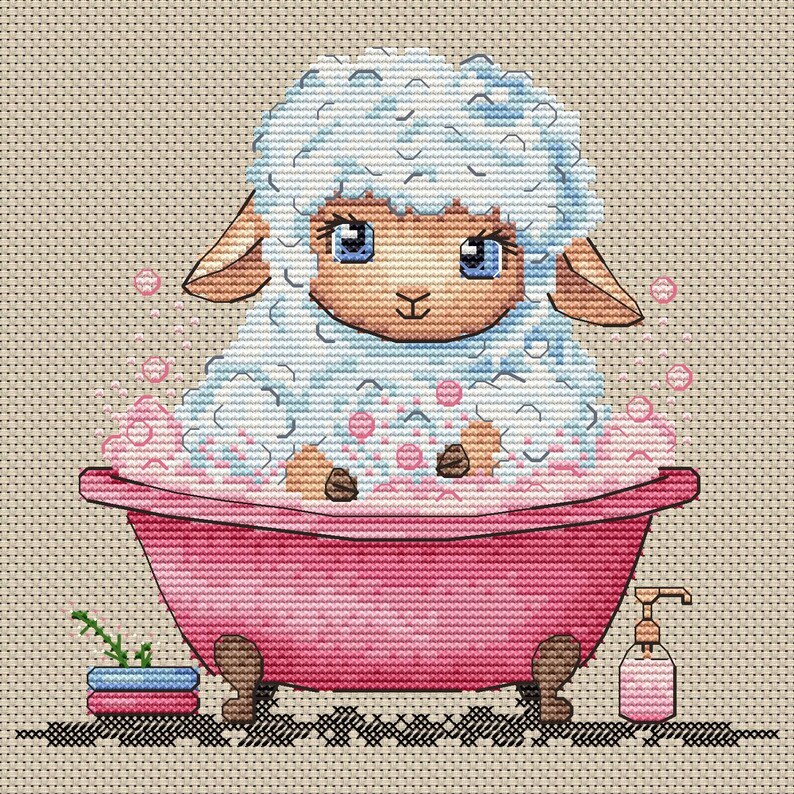 Cute Sheep Cross Stitch Pattern Funny Animal Xstitch Tutorial ...