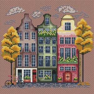 Autumn Town Cross Stitch Pattern Houses Counted Cross Stitch Tutorial ...