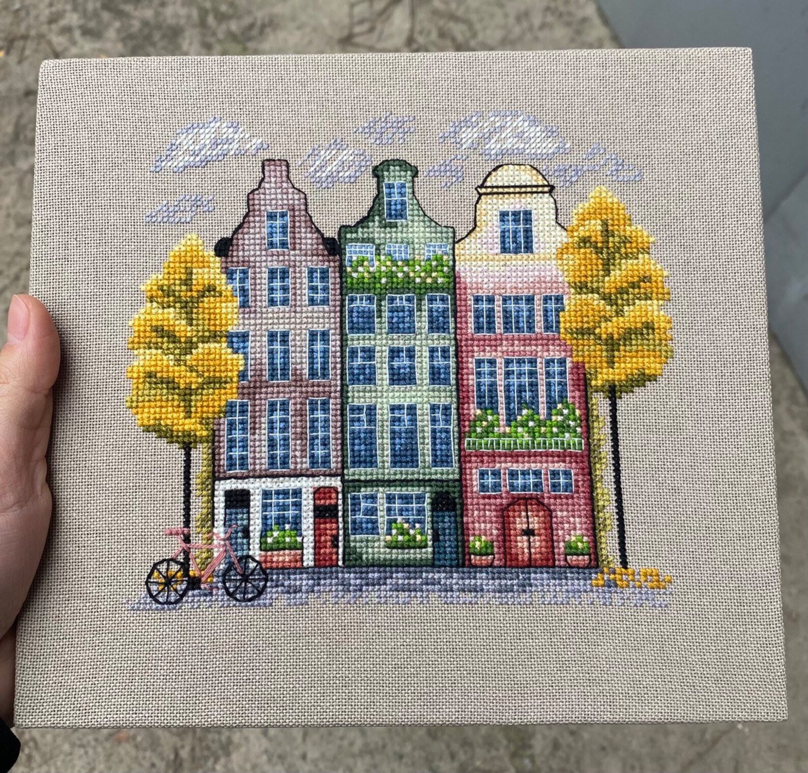 Autumn Town Cross Stitch Pattern Houses Counted Cross Stitch Tutorial ...