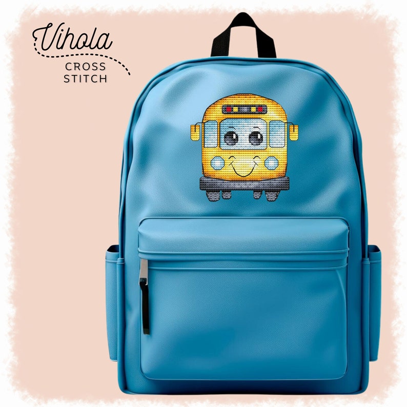 School Bus Cross Stitch Pattern Back-to-school Counted Xstitch Tutorial ...