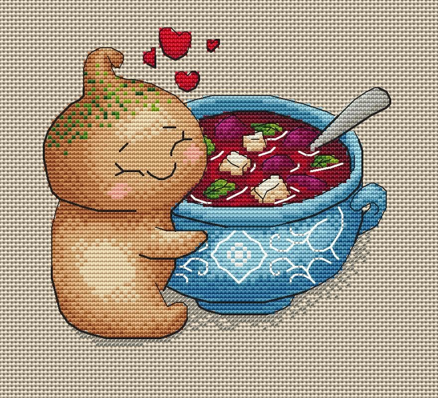 Borscht and Doughnut Cross Stitch Pattern Funny Food Counted Cross ...