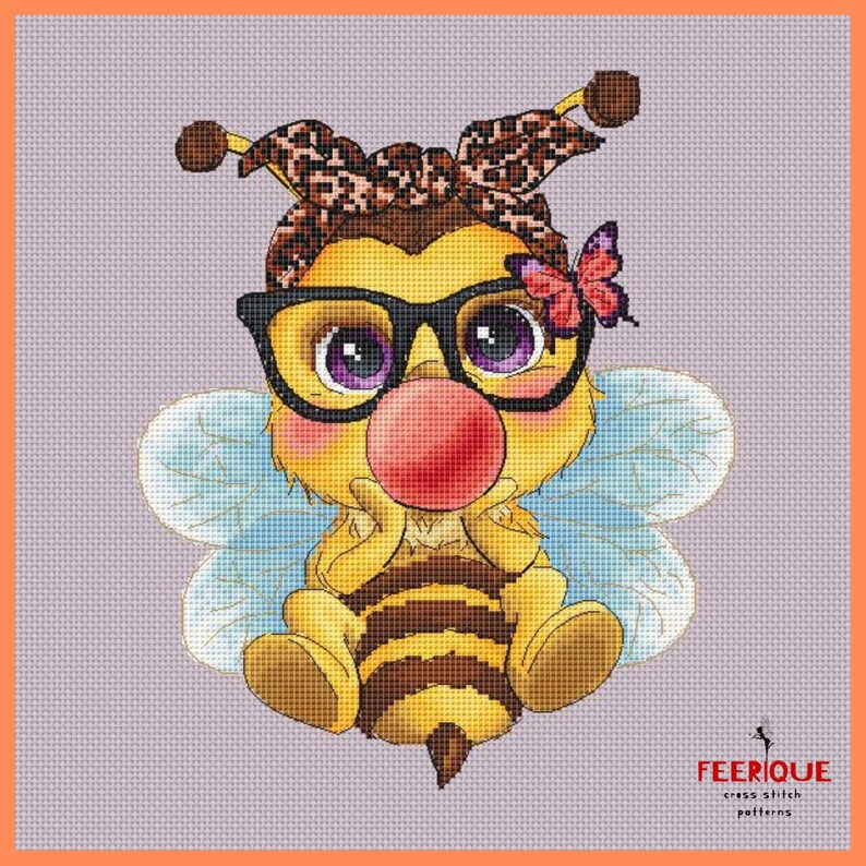 Miss Bee Cross Stitch Pattern Cute Xstitch Tutorial Baby Embroidery ...