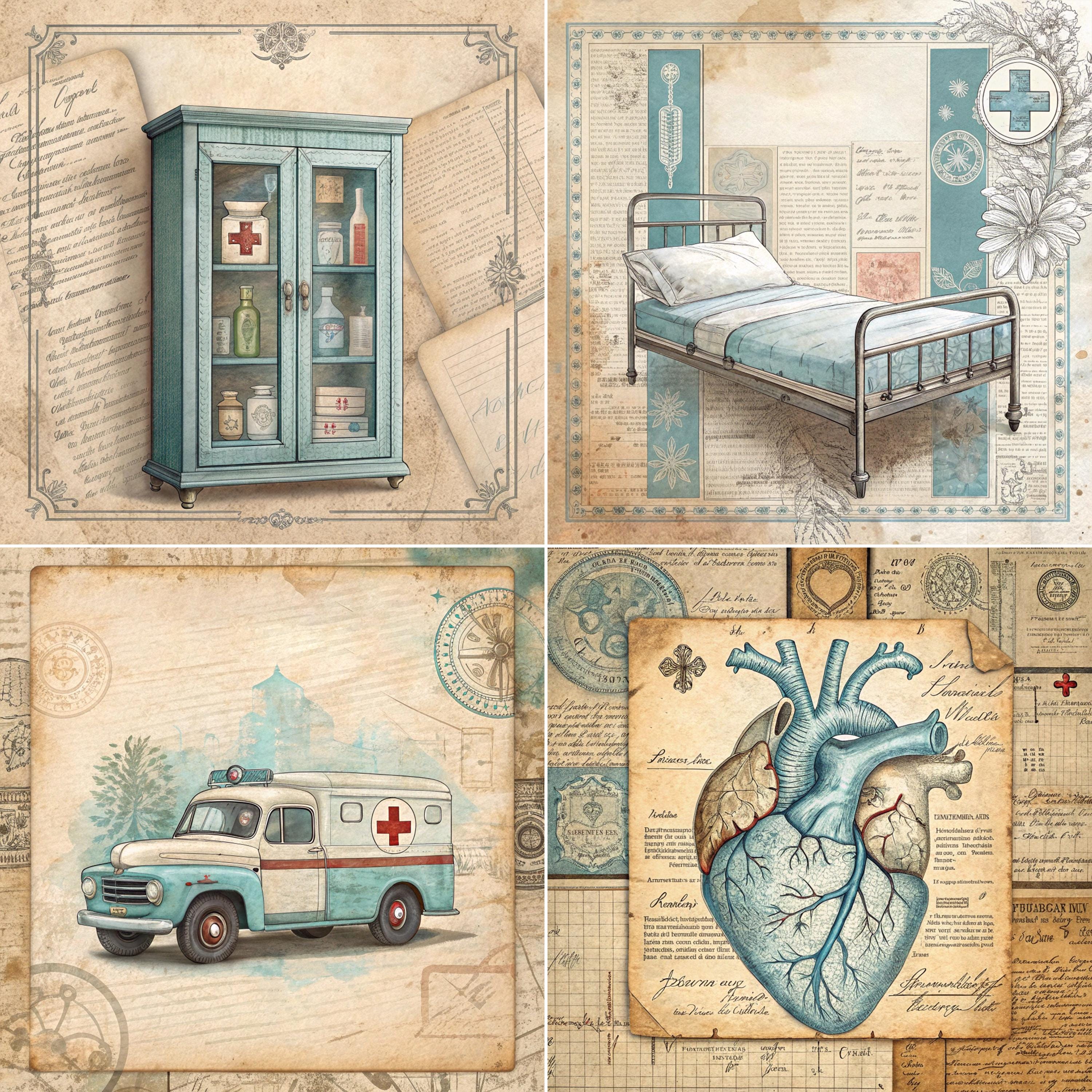 Vintage Medical Ephemera: Doctor & Nurse Scrapbook Papers (digital ...