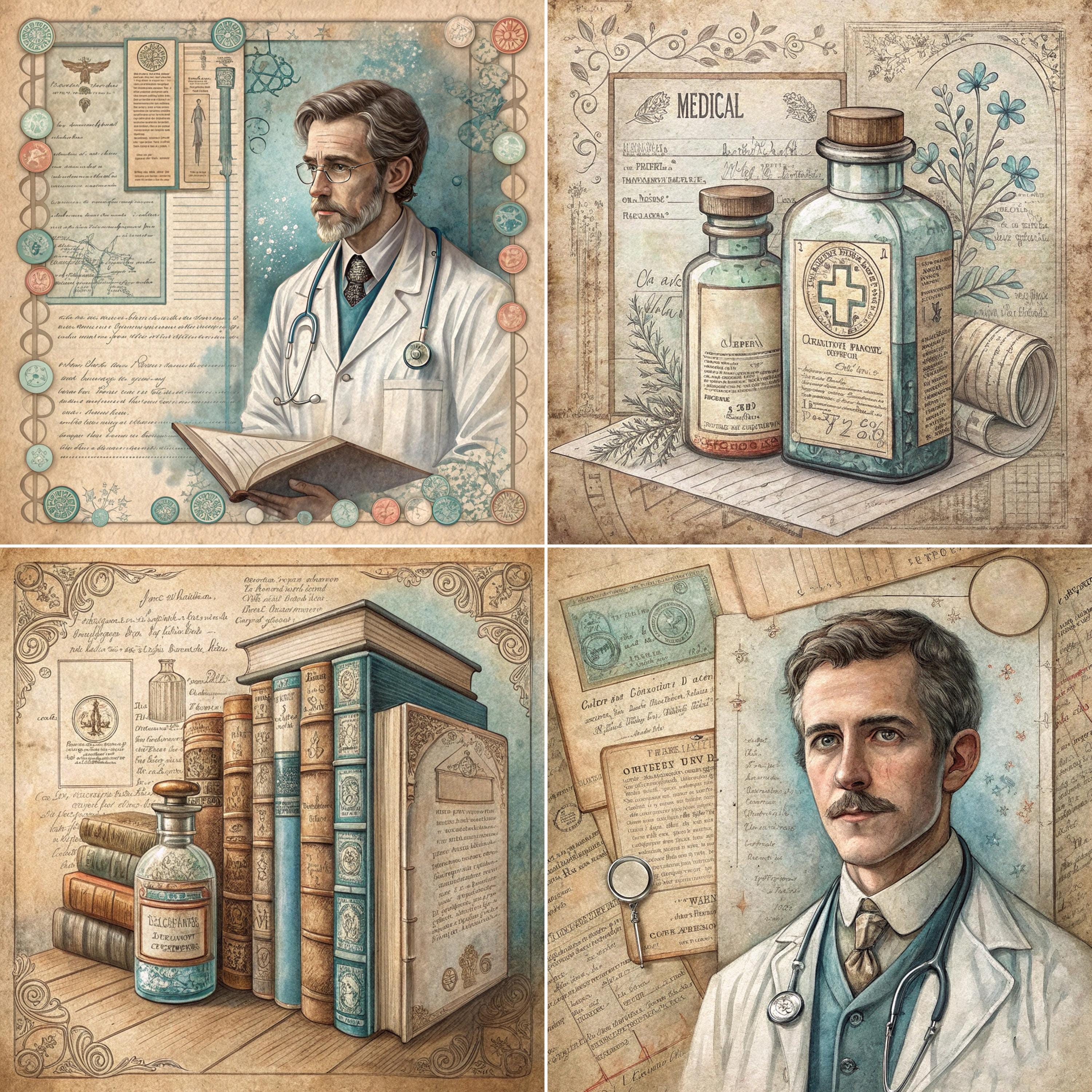 Vintage Medical Ephemera: Doctor & Nurse Scrapbook Papers (digital ...