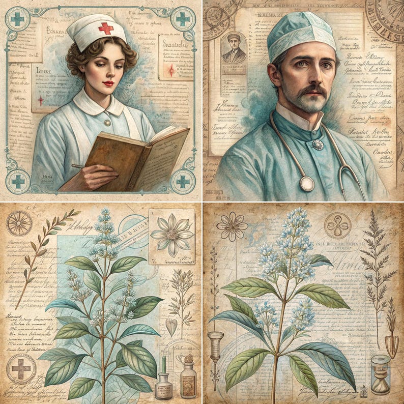 Vintage Medical Ephemera: Doctor & Nurse Scrapbook Papers (digital ...