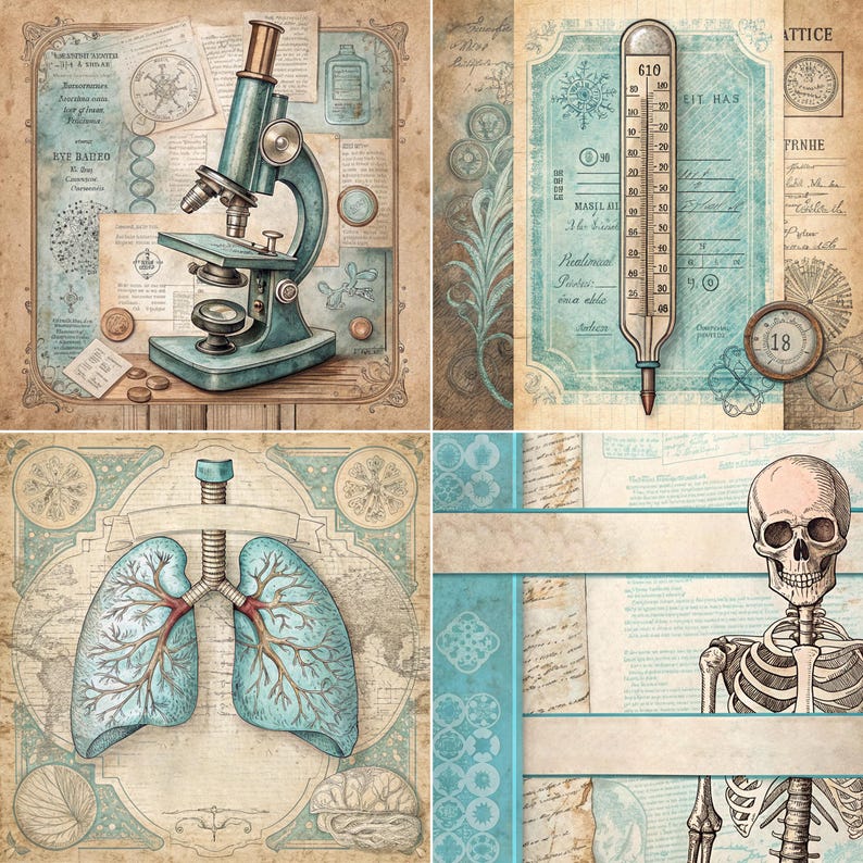 Vintage Medical Ephemera: Doctor & Nurse Scrapbook Papers (digital ...