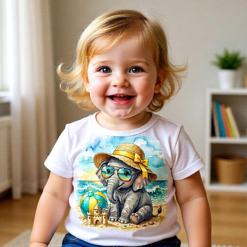 15 PNG Watercolor Baby Elephant Clipart, Beach Summer Graphics ...