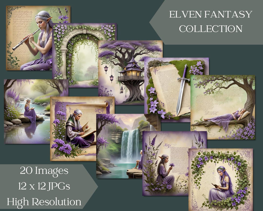 Elven Fantasy Digital Paper Pack: Mystic Elf Art (JPG, 12"x12") - Etsy