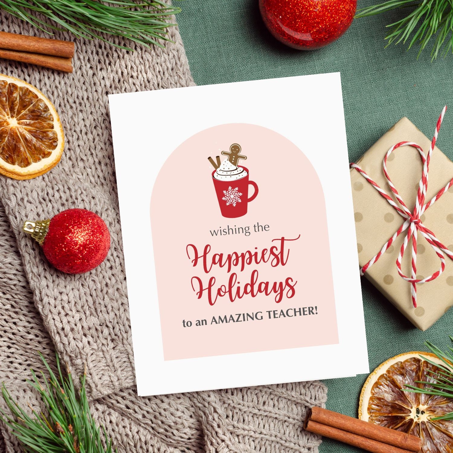 Printable Teacher Holiday Card, Teacher Christmas Card, Holiday Teacher ...