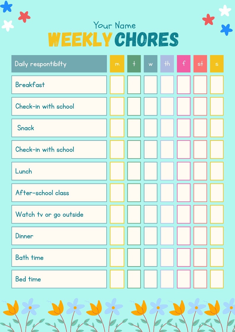 Canva Weekly Chores Template - Etsy