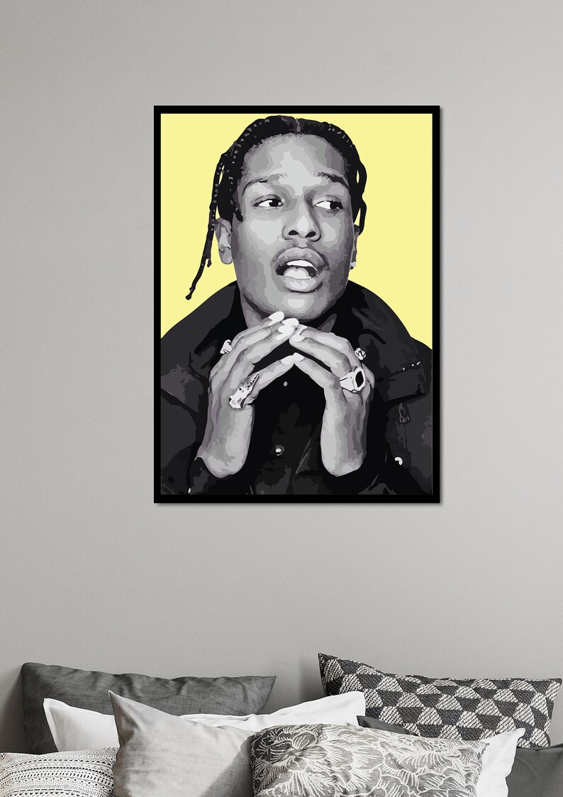 ASAP Rocky Yellow Celebrity Wall Frame Art - Etsy