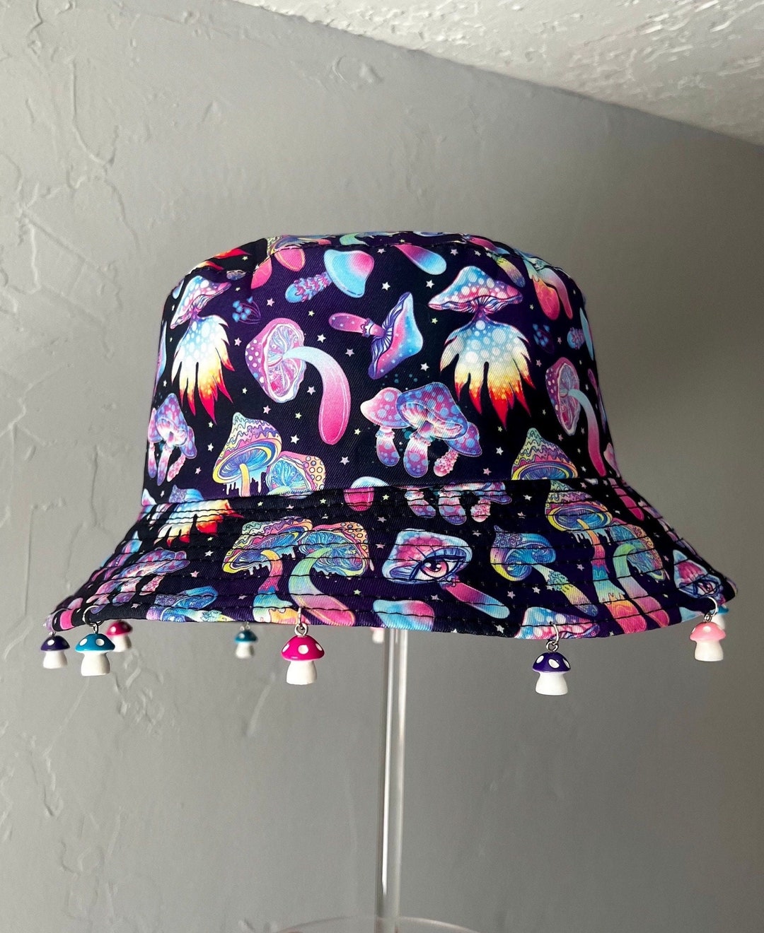 Mushroom Charm Bucket Hat (rave Bucket Hat, Rave Accessories, Festival ...