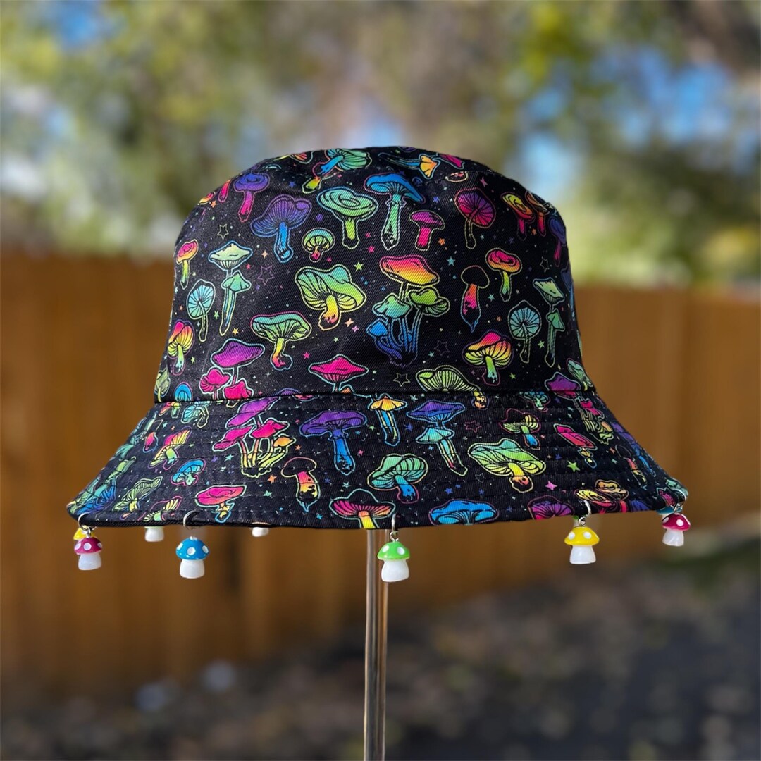 Mushroom Charm Bucket Hat (rave Bucket Hat, Rave Accessories, Festival ...