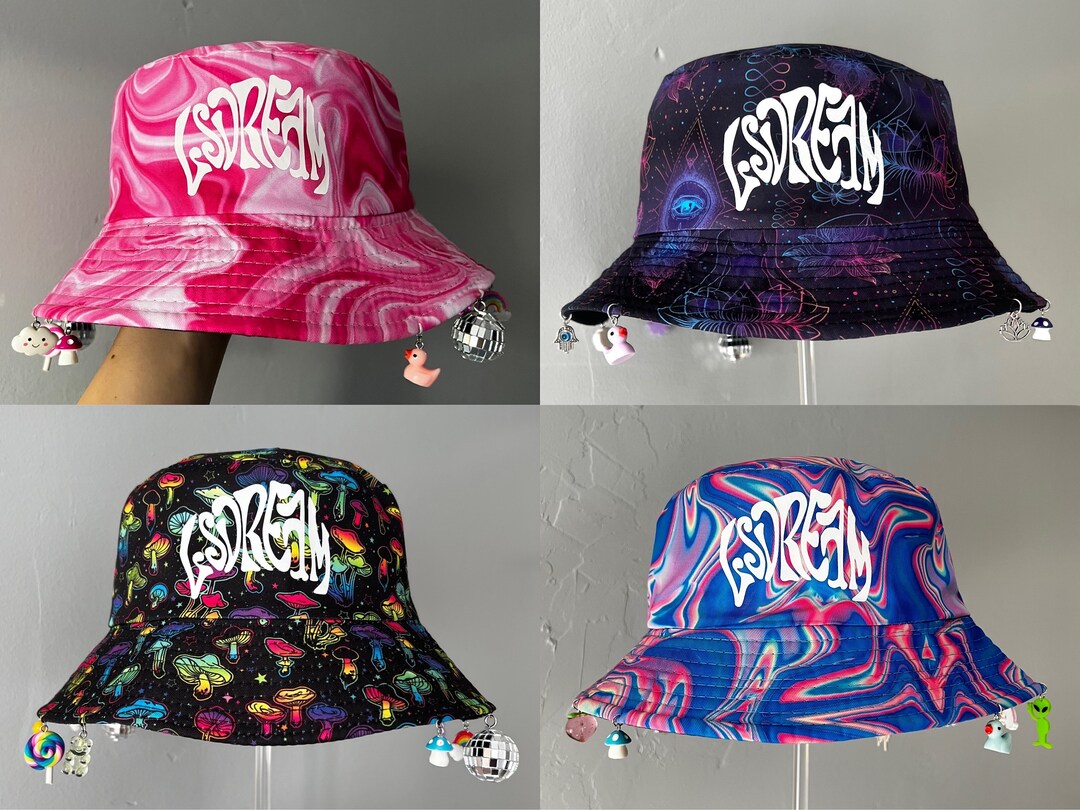 Lsdream Charm Bucket Hat (edm Bucket Hat, Rave Accessories, Lsdream Hat ...