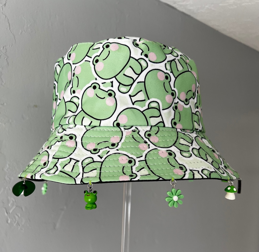 Frog Charm Bucket Hat (frog Bucket Hat, Rave Accessories, Rave Bucket ...