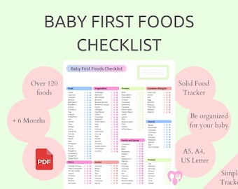 Baby's First Foods Chart - Etsy