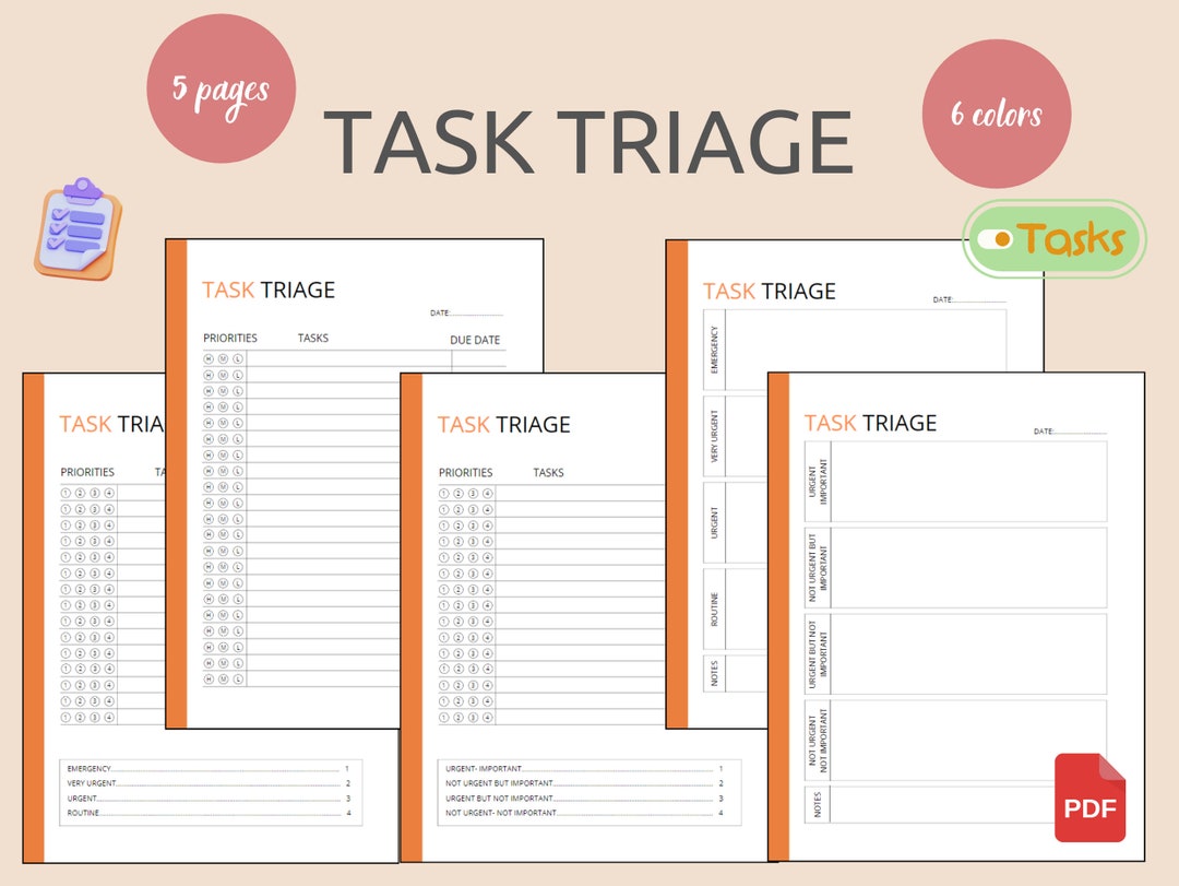 Task Triage, Task List, Advanced Task List, Task List Priority, Task List Urgency, PDF, Digital ...