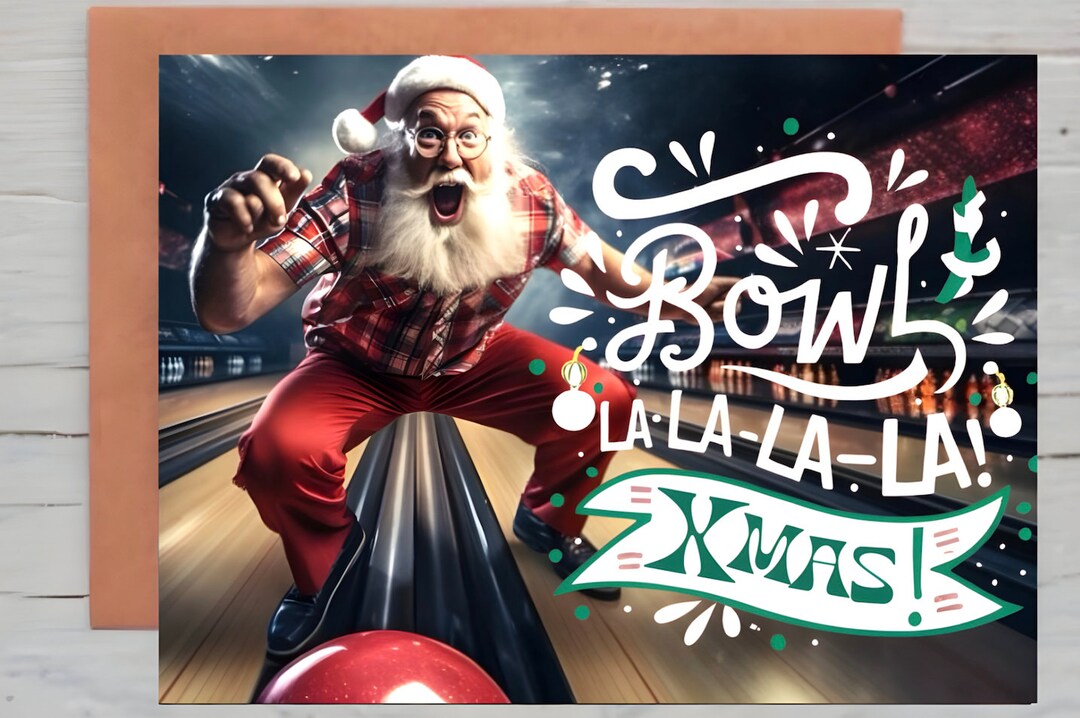 Santa Claus Bowling Card You Can Personalize With A Note - Etsy