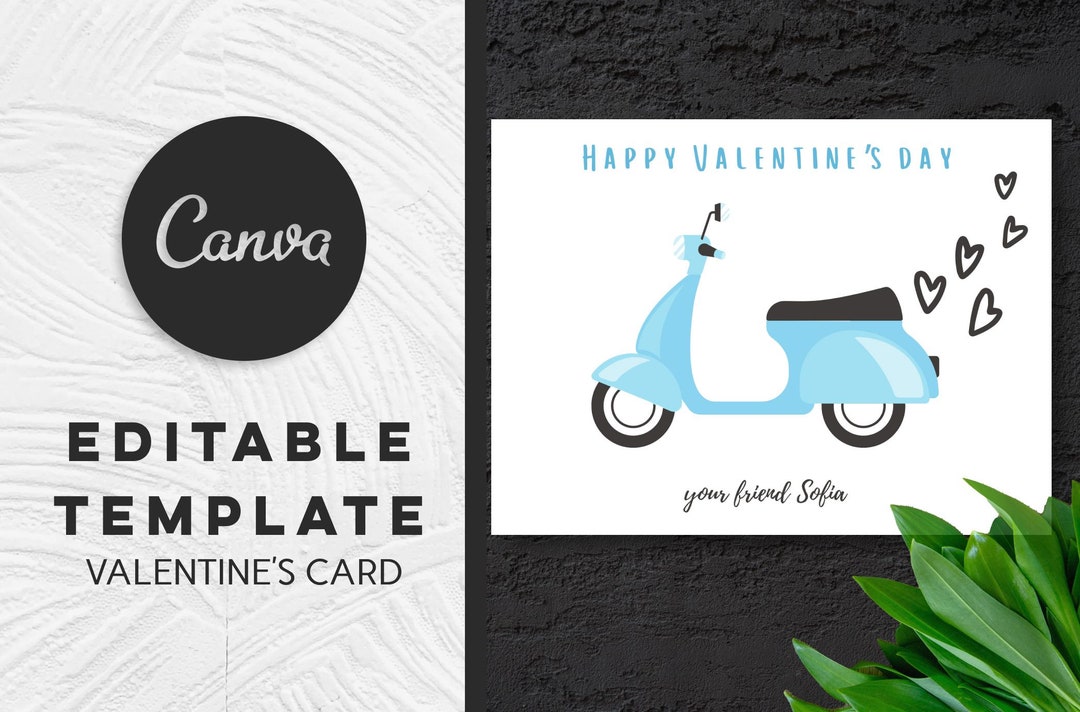 Zooming Love Printable Motorcycle Valentine's Day Card Kids' School ...